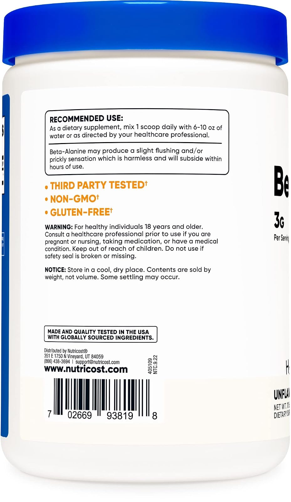 Nutricost Beta Alanine muscle performance