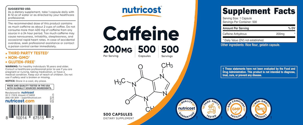 Nutricost caffeine for workout support