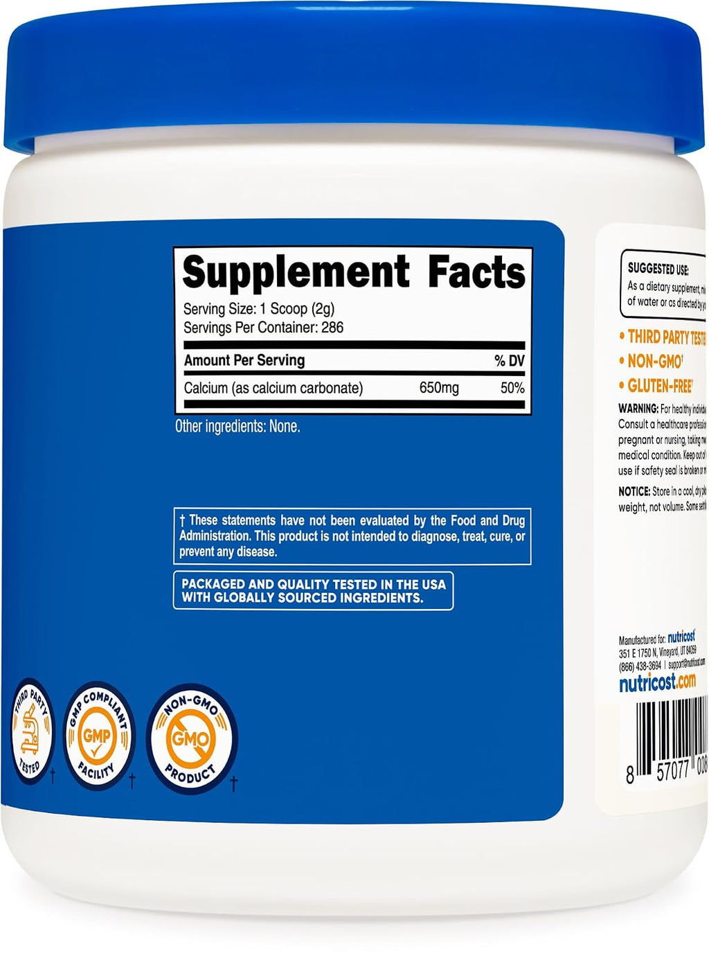 Nutricost Calcium Carbonate for healthy teeth