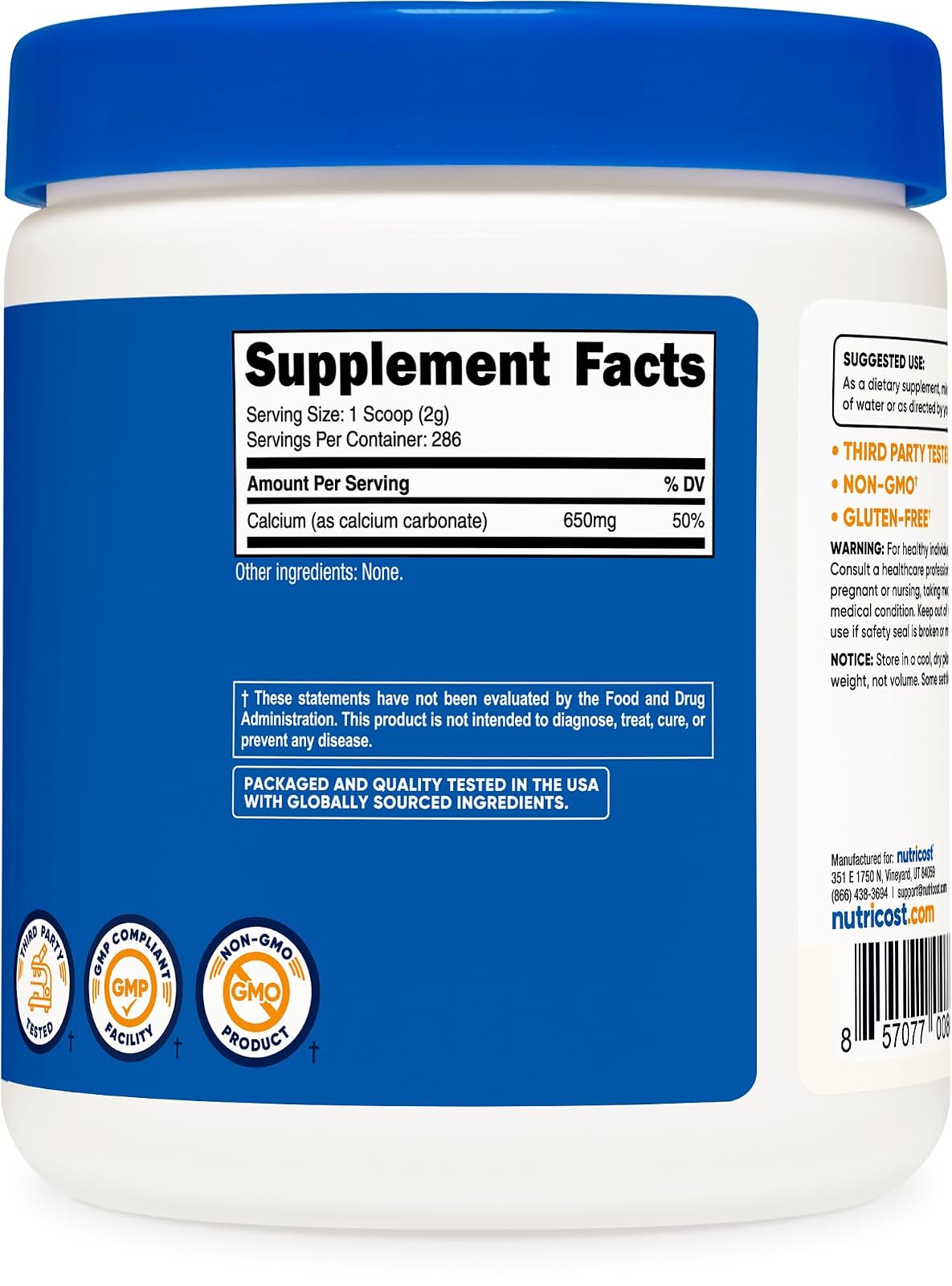 Nutricost Calcium Carbonate for healthy teeth