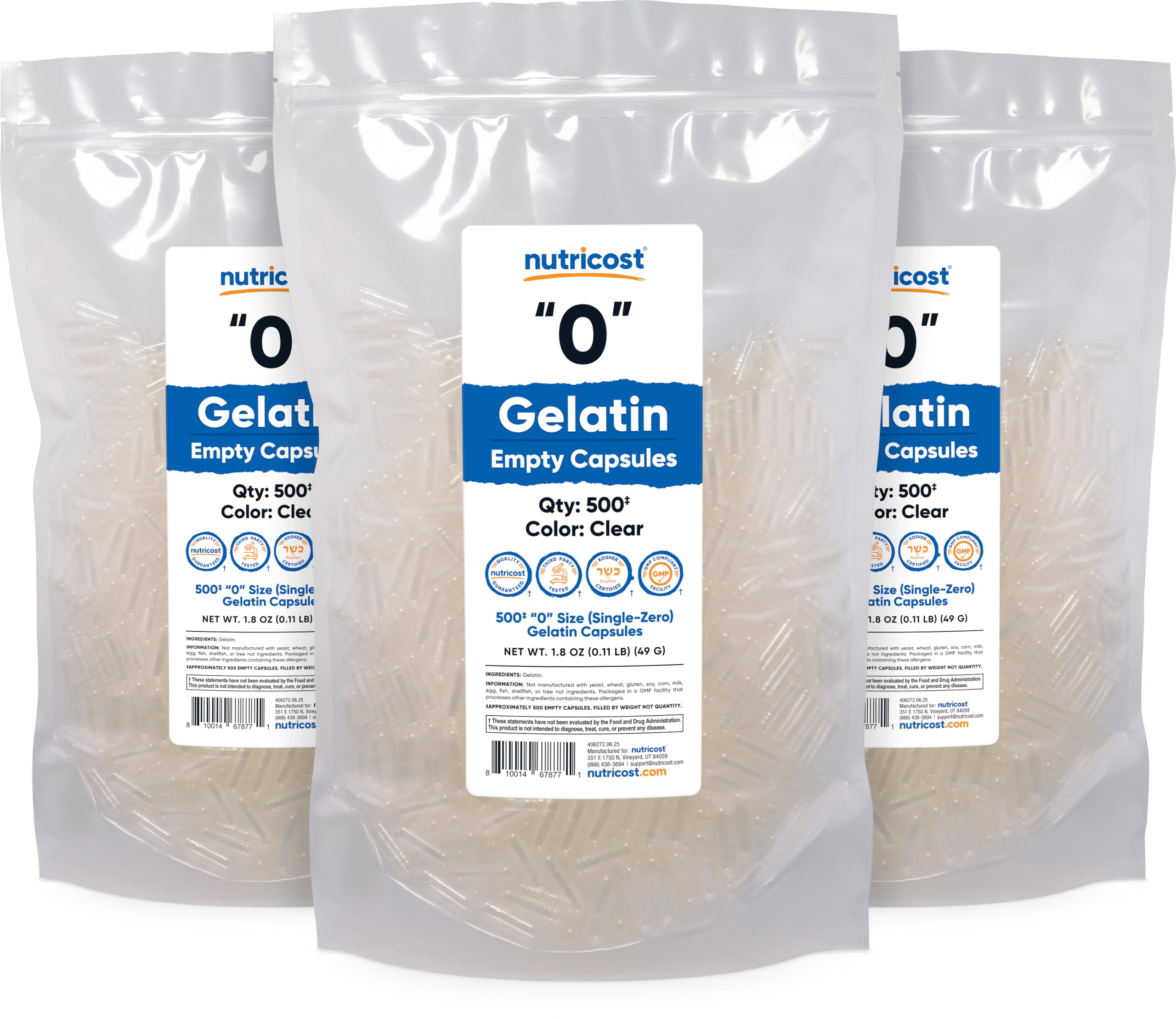 Nutricost capsules for convenient supplement storage