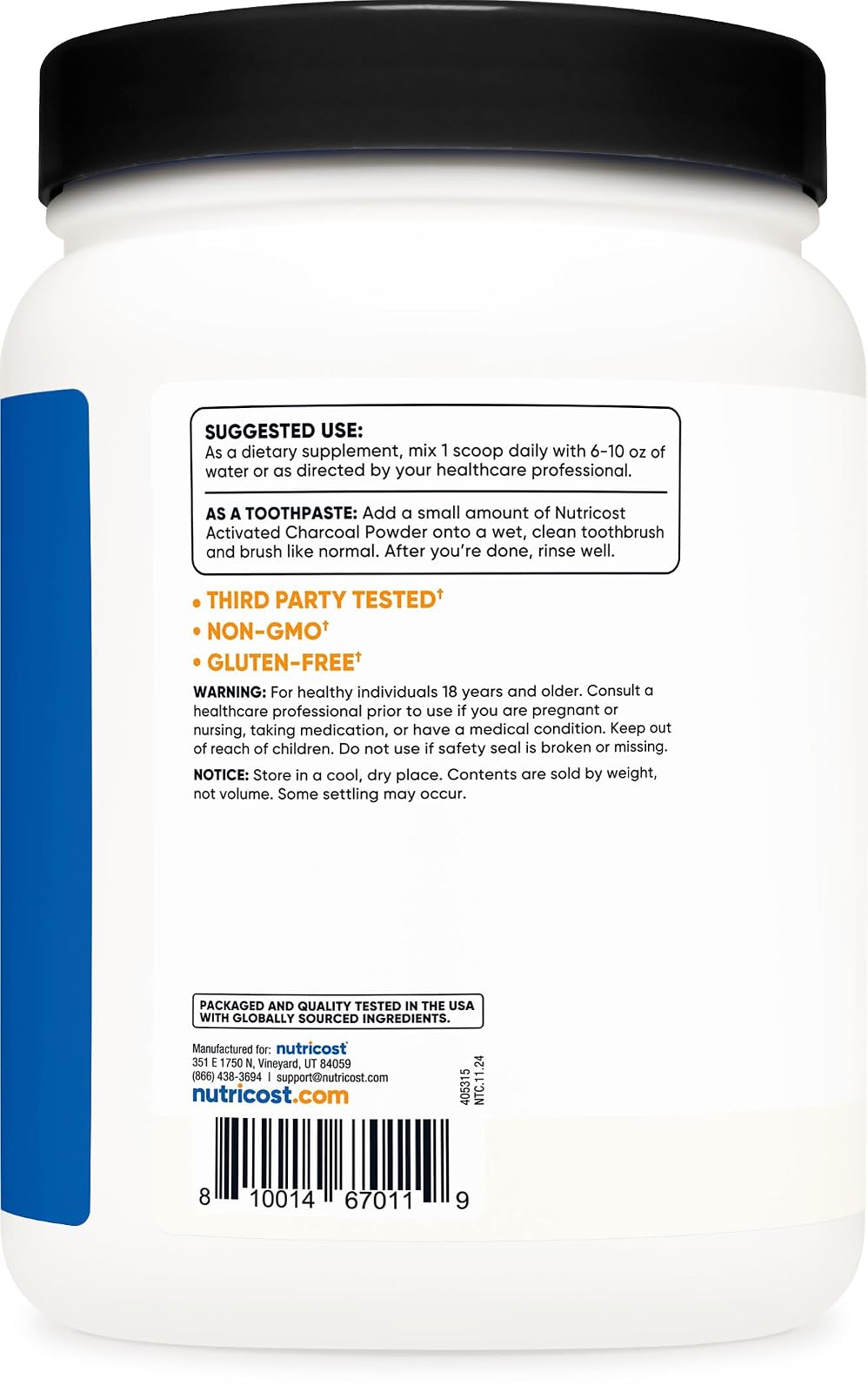 Nutricost charcoal powder for detox