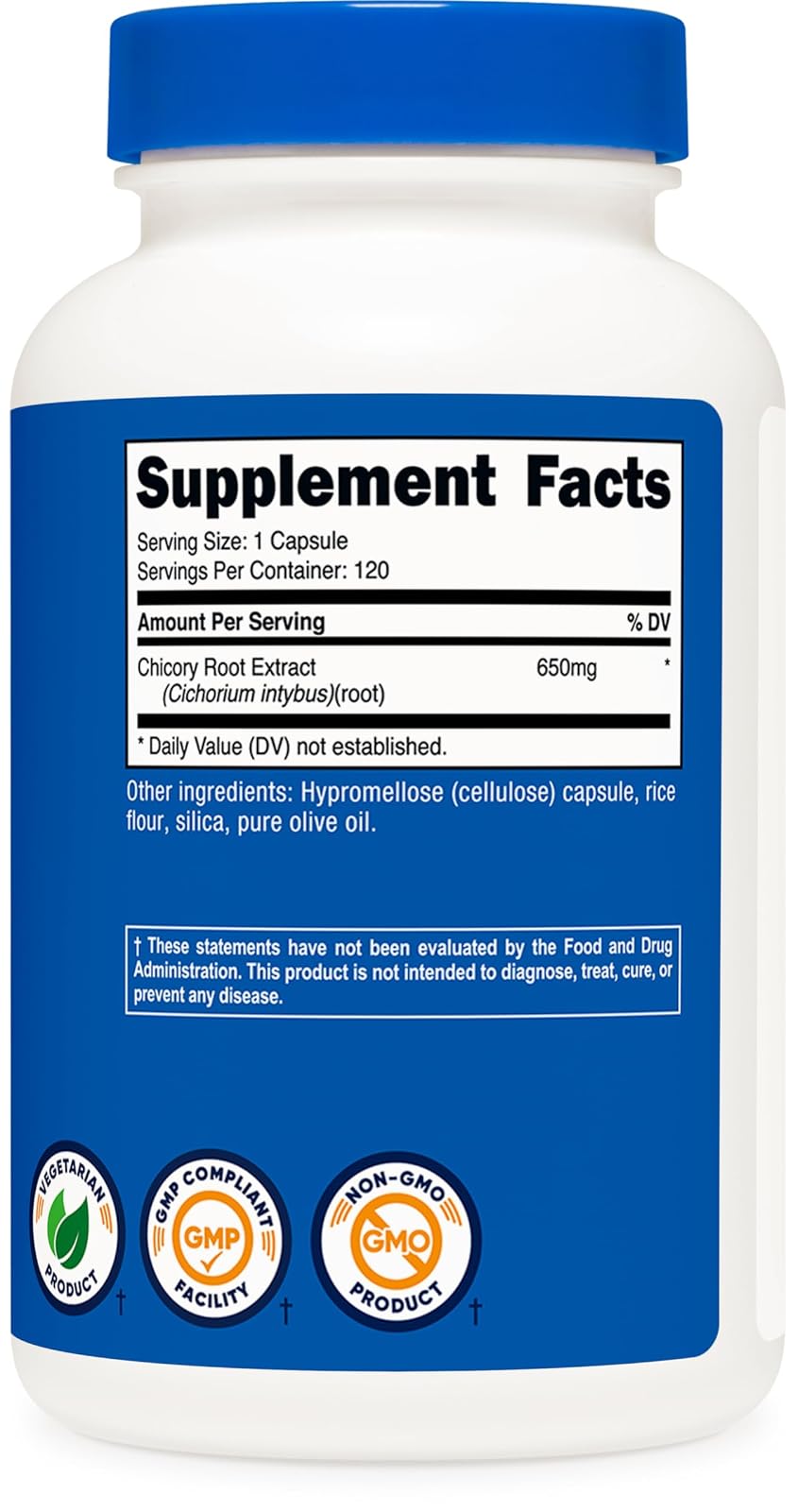 Nutricost chicory root 650 mg supplement