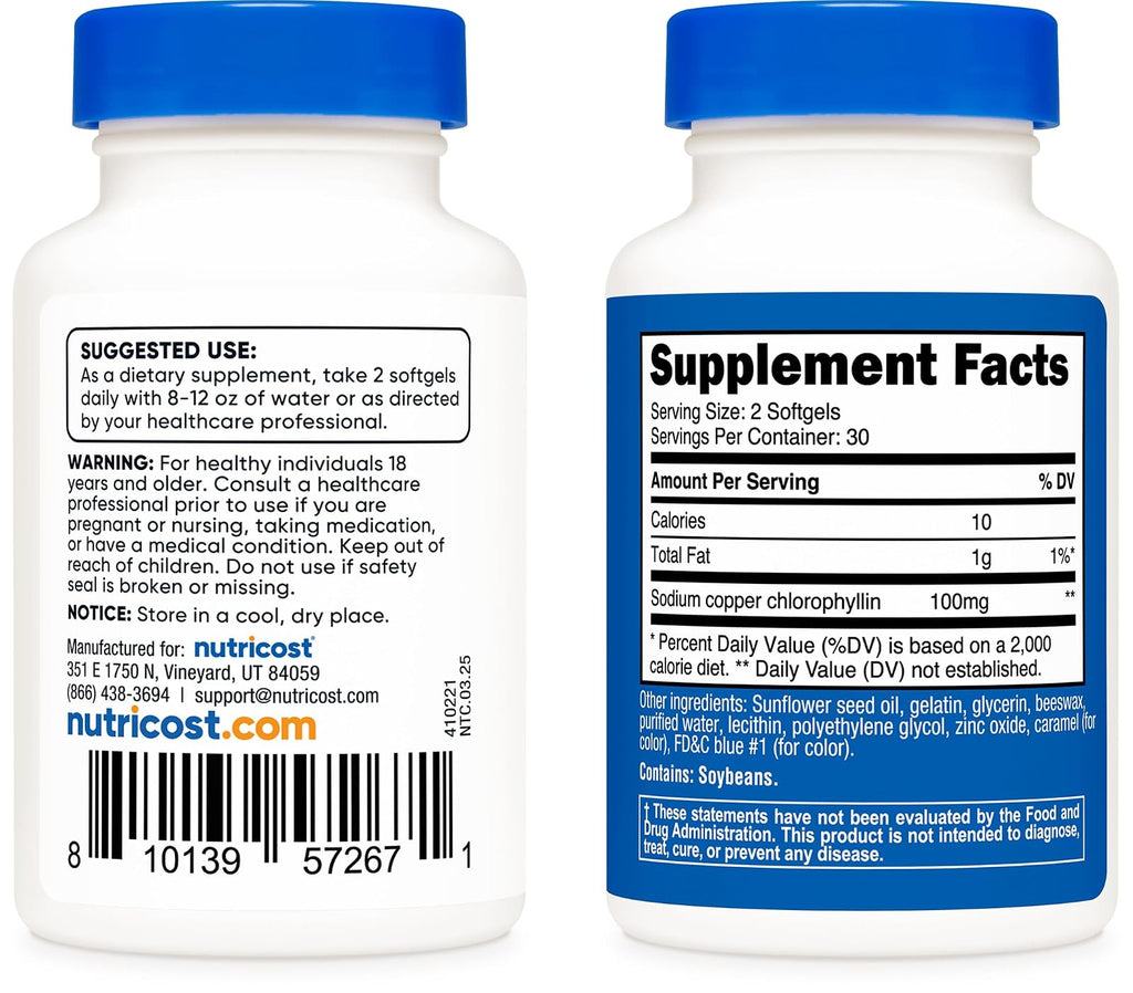 Nutricost chlorophyll for skin health