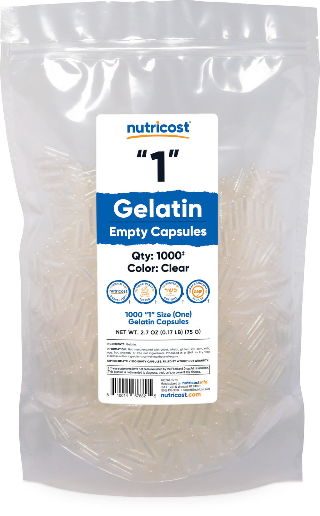 Nutricost clear gelatin capsules