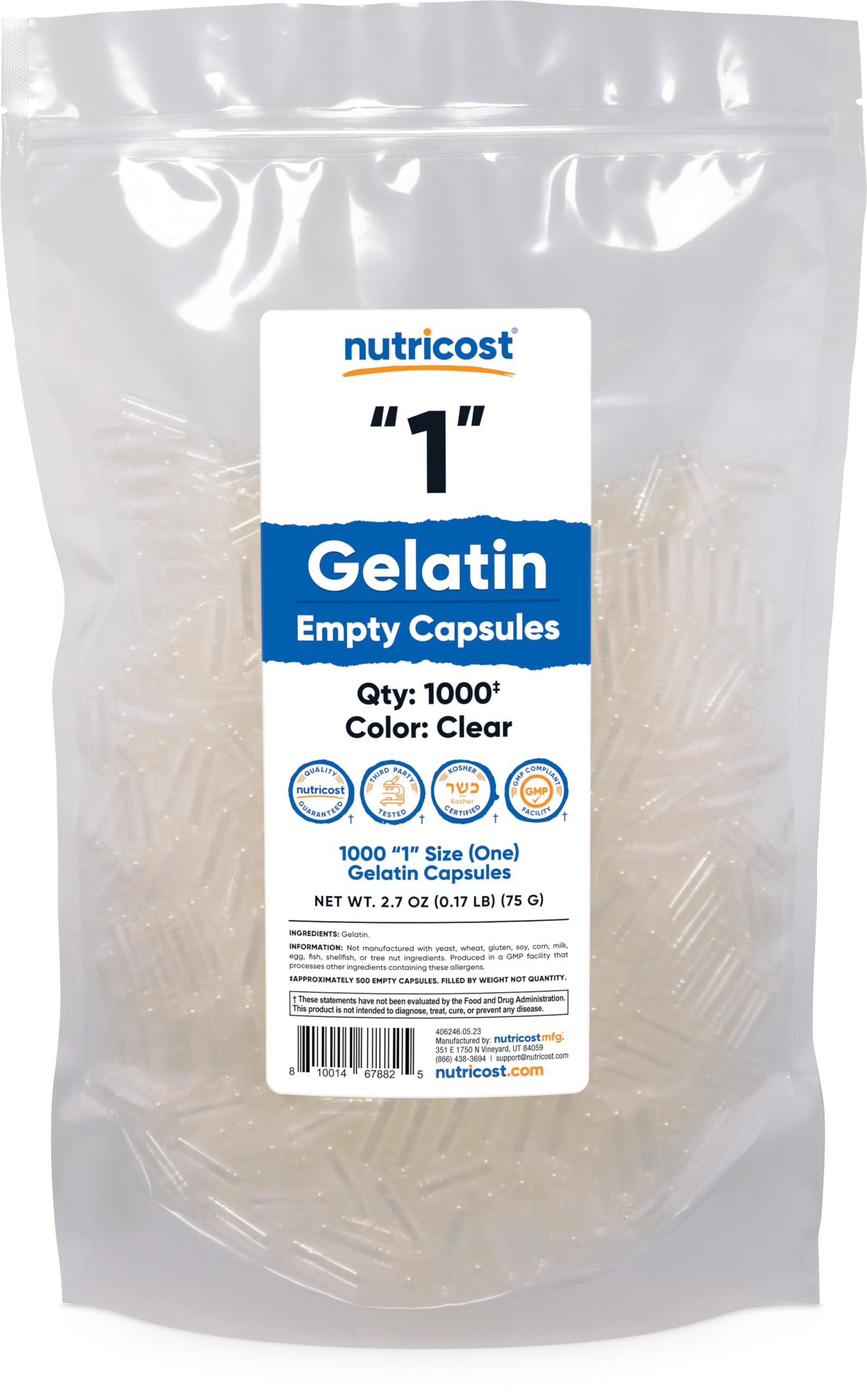 Nutricost clear gelatin capsules