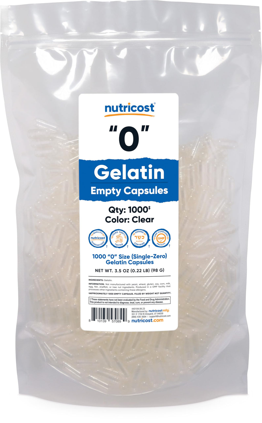 Nutricost clear gelatin capsules