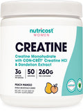 Nutricost creatine monohydrate powder peach mango