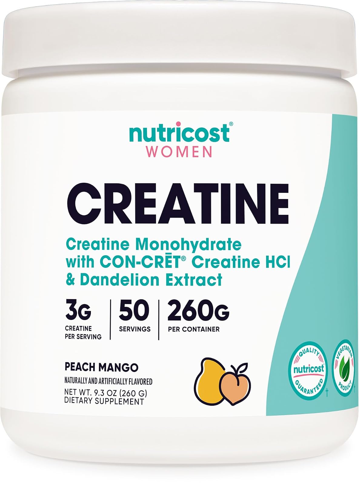 Nutricost creatine monohydrate powder peach mango