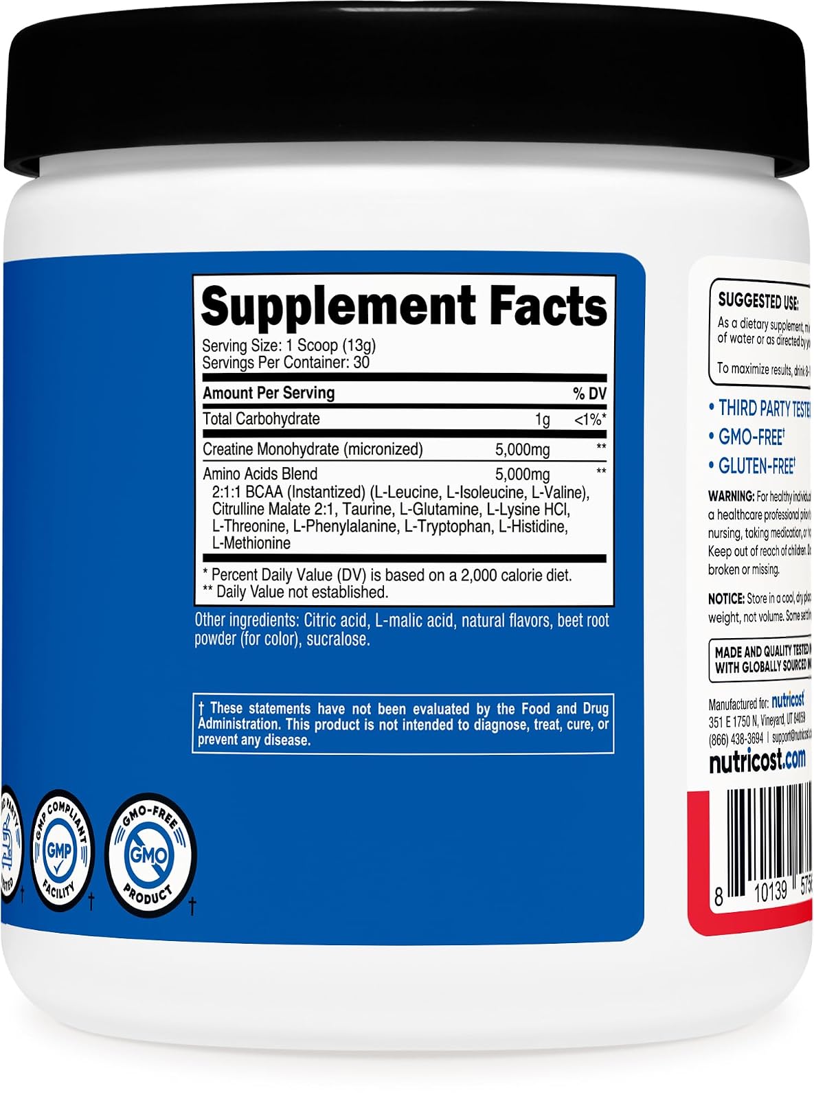 Nutricost creatine supports workout endurance
