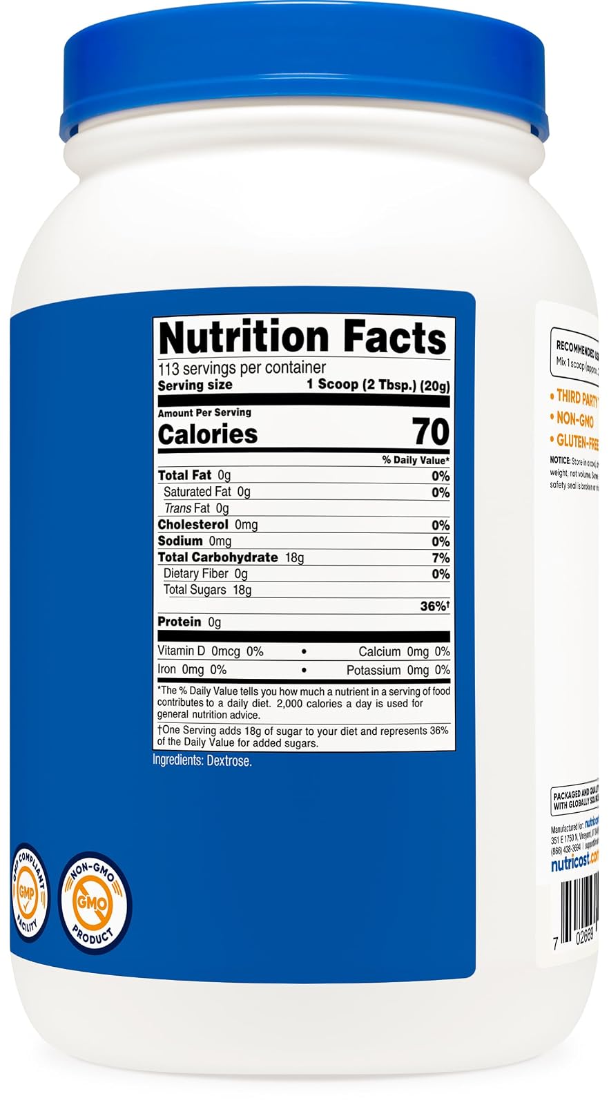 Nutricost dextrose for enhanced performance