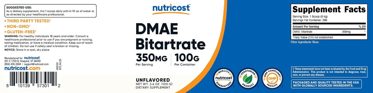 Nutricost DMAE-Bitartrate for energy boost