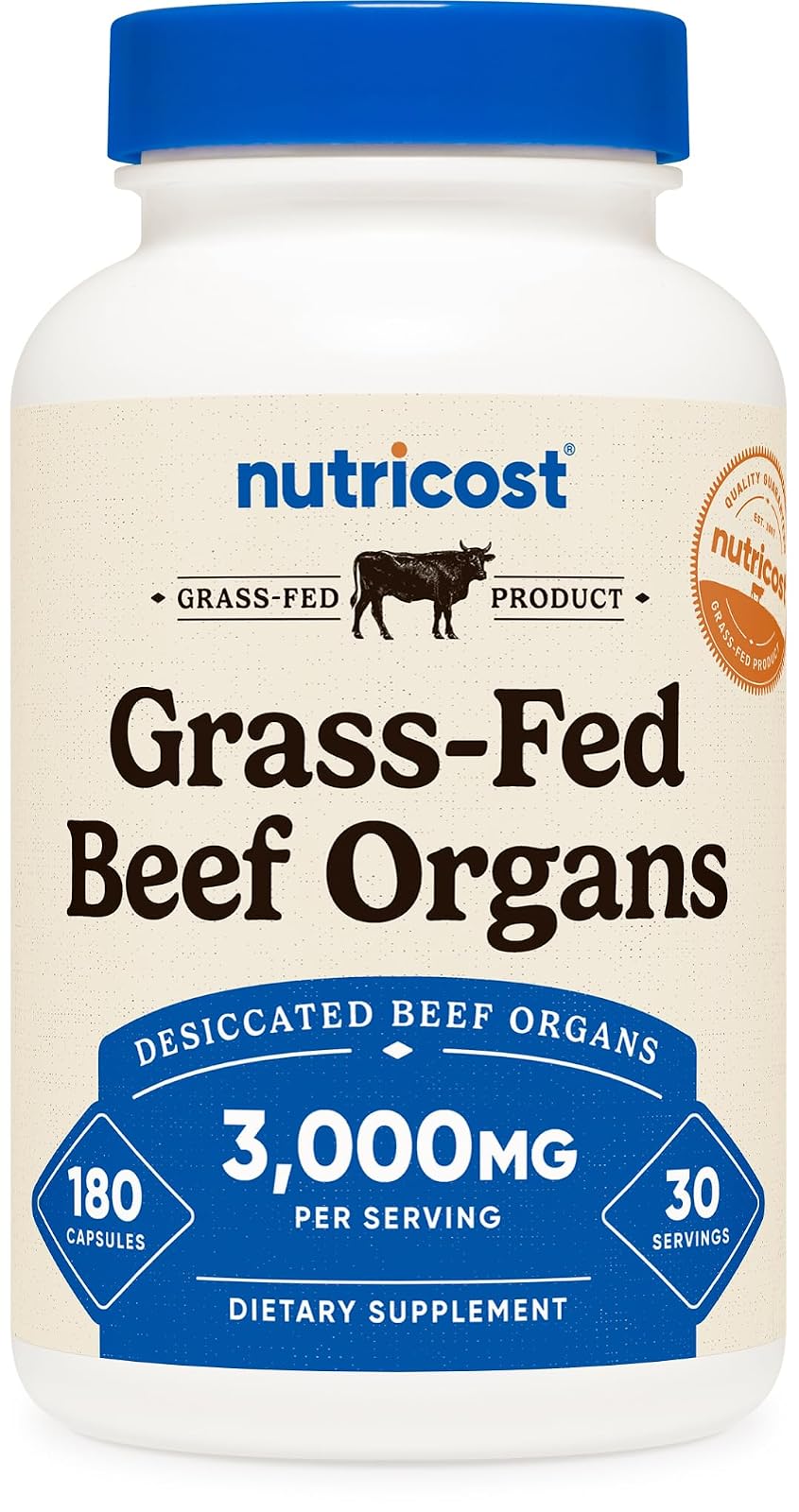 Nutricost grass fed beef organs capsules