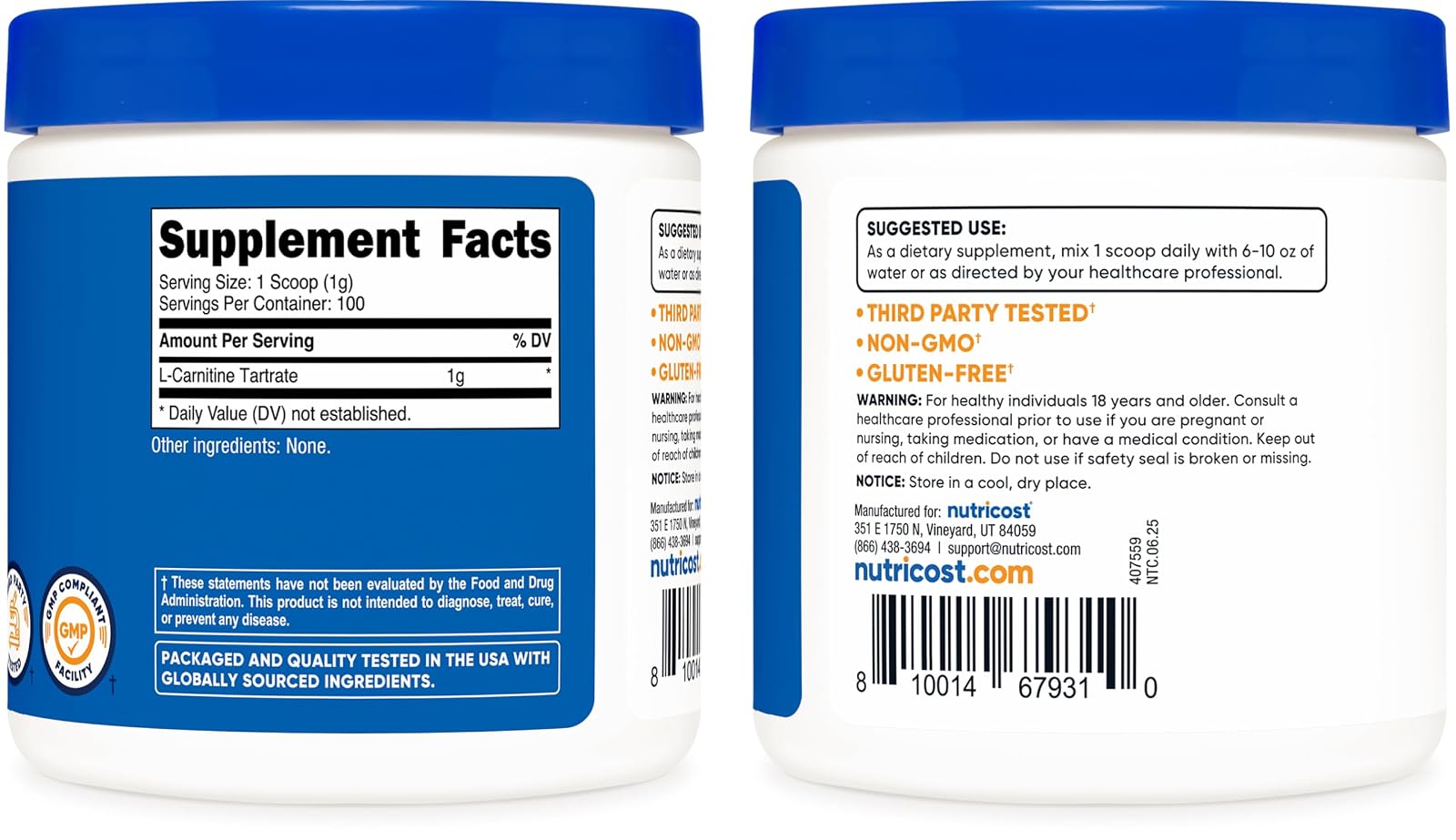 Nutricost L-Carnitine 100 servings