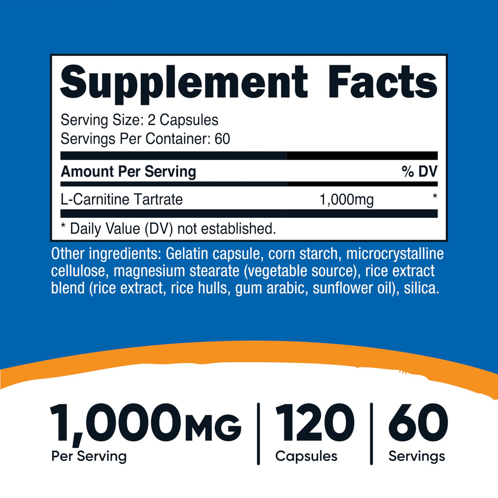 Nutricost L-Carnitine supports fat metabolism