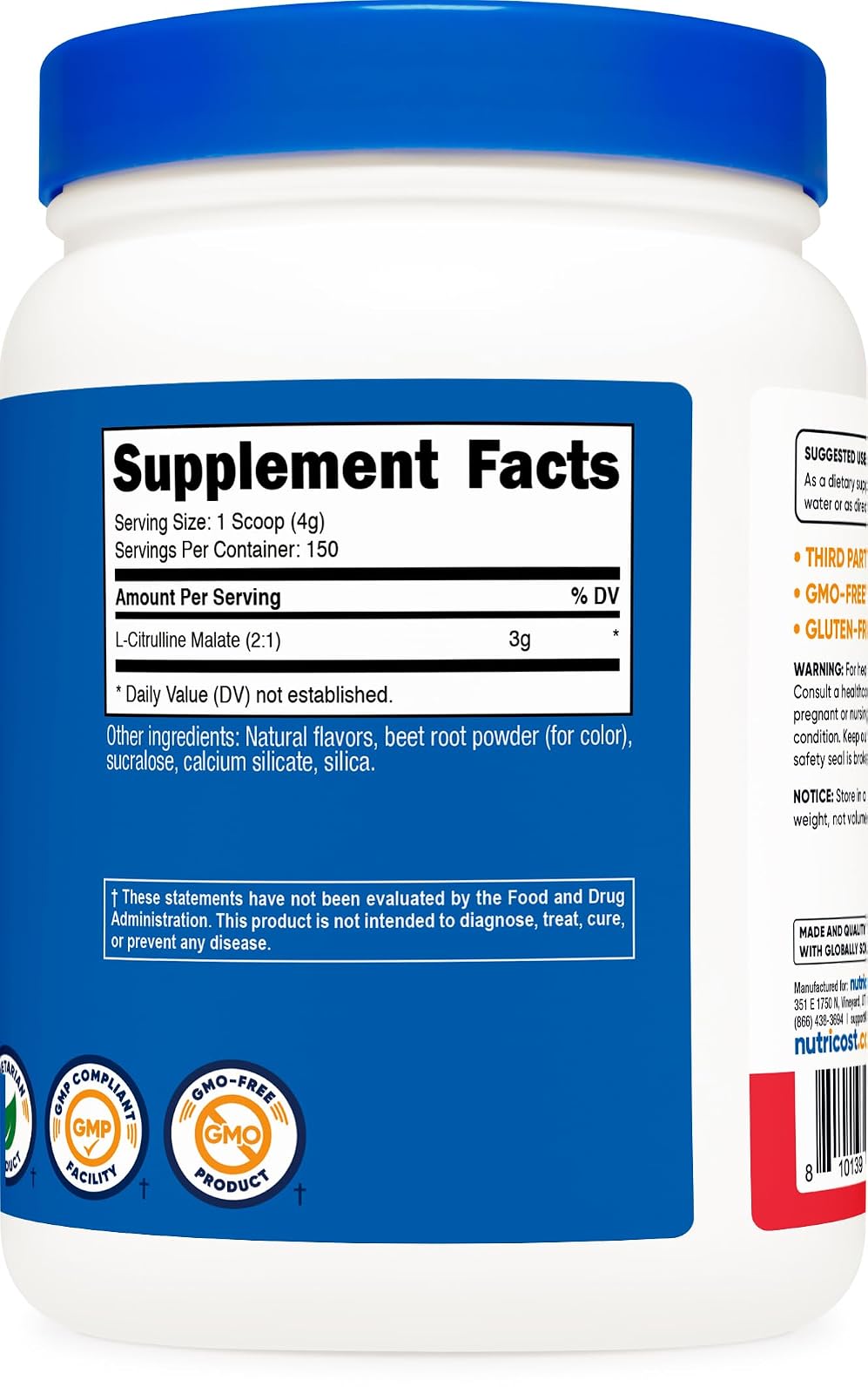 Nutricost L-Citrulline Malate boosts workout energy