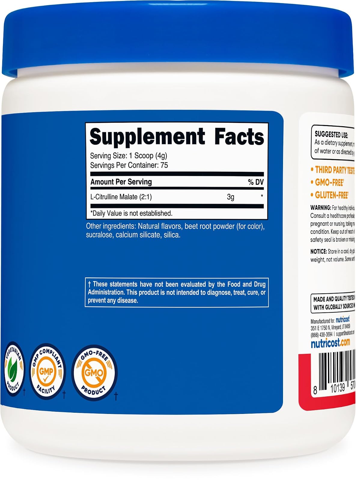 Nutricost L-Citrulline Malate for muscle recovery
