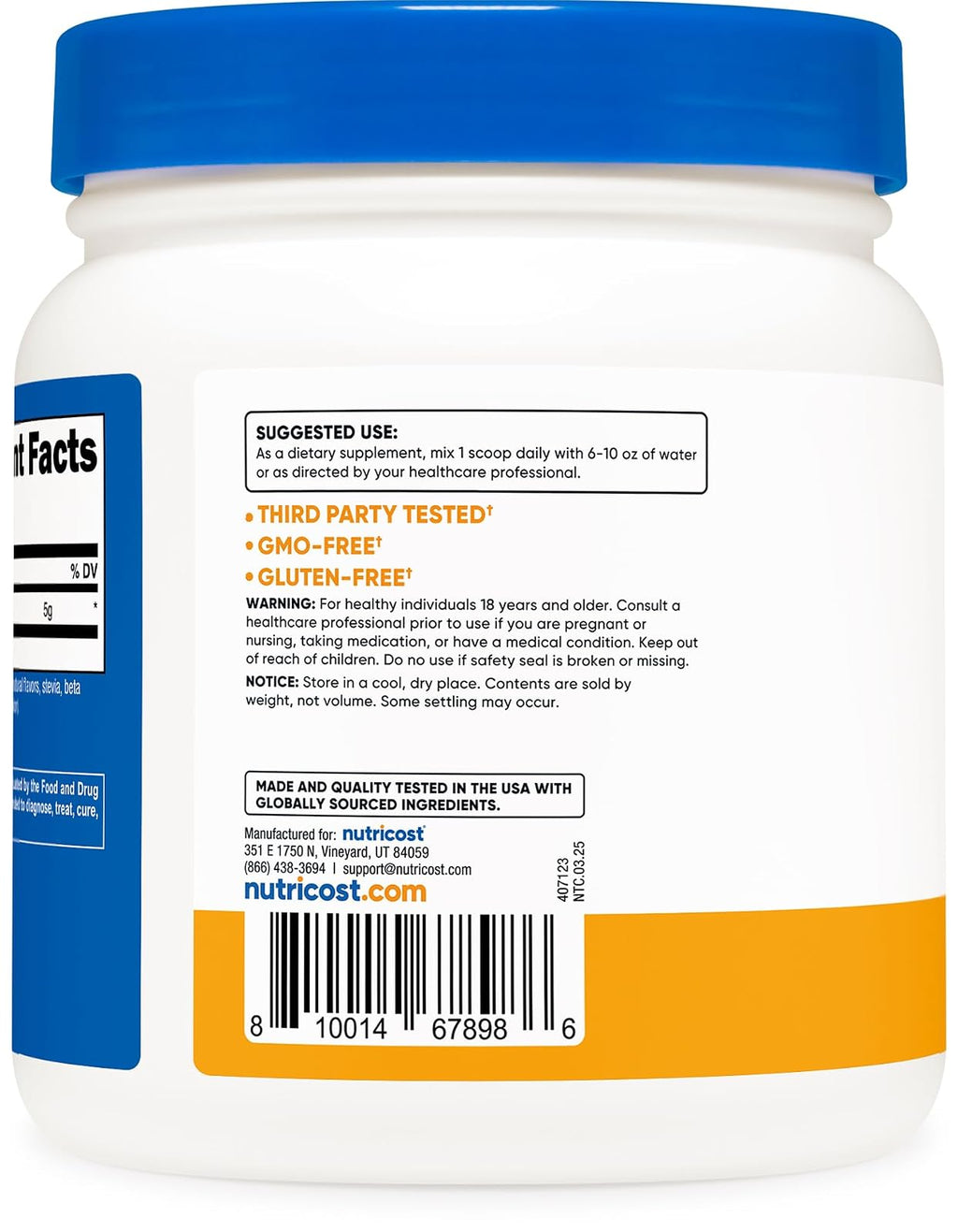Nutricost l-glutamine powder for athletes