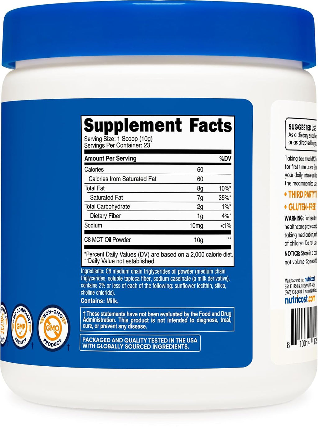 Nutricost MCT oil powder for smoothies