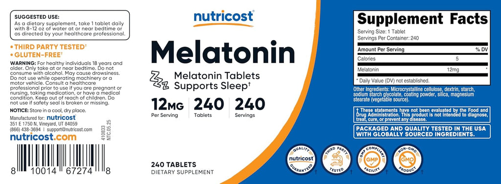 Nutricost melatonin support for relaxation