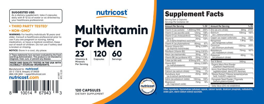 Nutricost multivitamin capsules for daily use