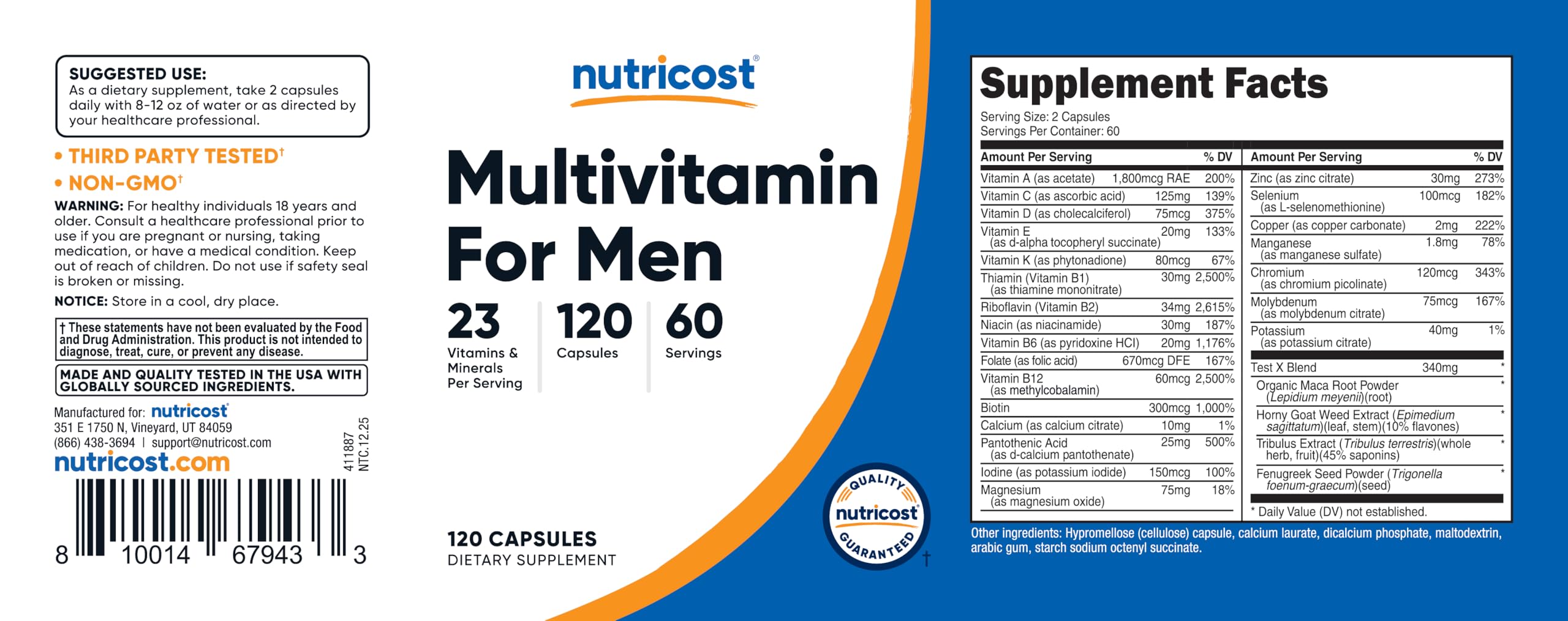 Nutricost multivitamin capsules for daily use