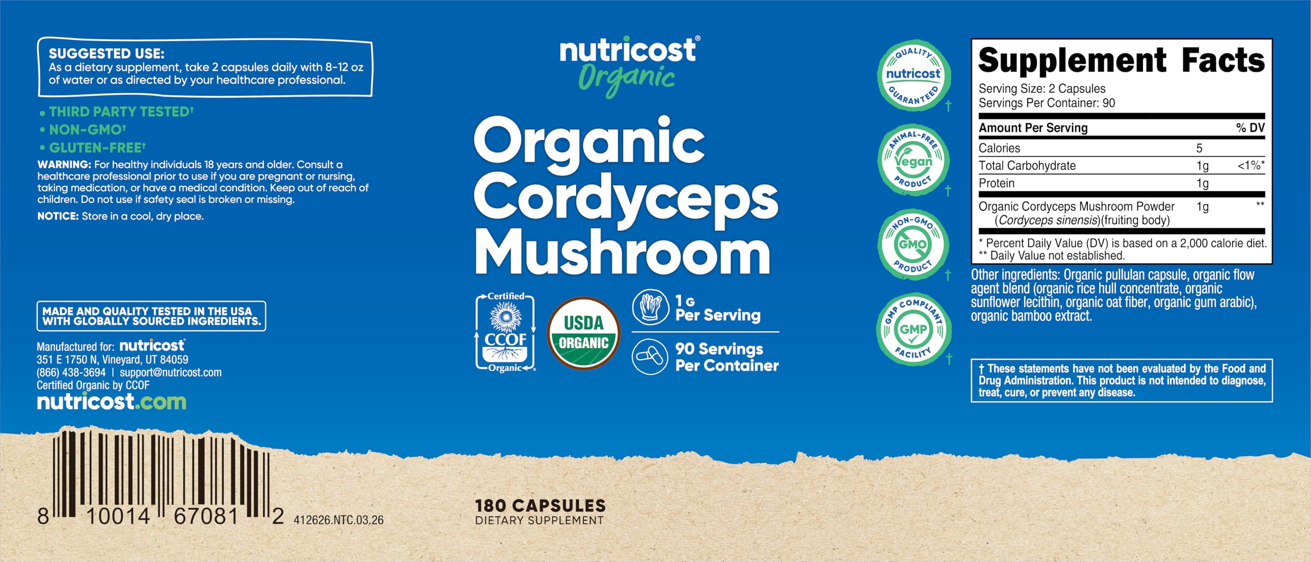 Nutricost mushrooms for stress relief