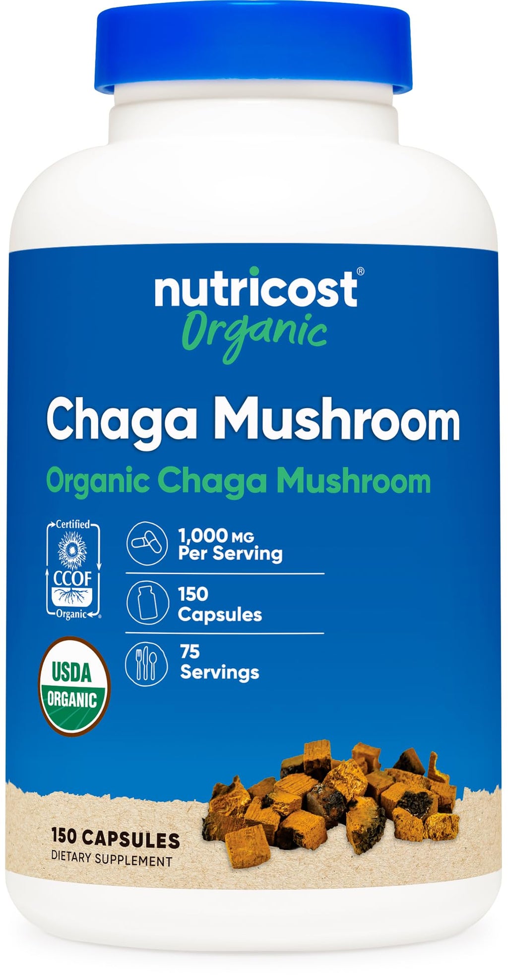 Nutricost organic chaga mushroom capsules