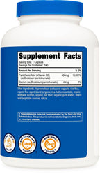 Nutricost Pantothenic Acid capsules for healthy skin