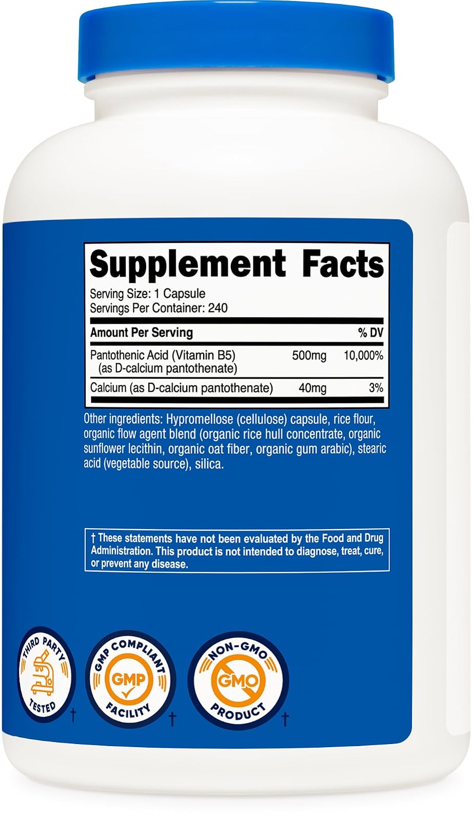 Nutricost Pantothenic Acid capsules for healthy skin