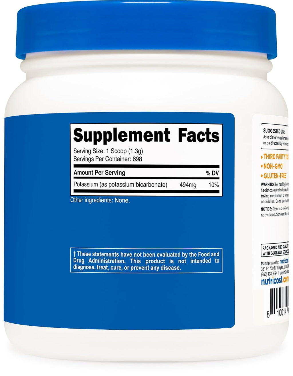 Nutricost potassium bicarbonate for pH balance