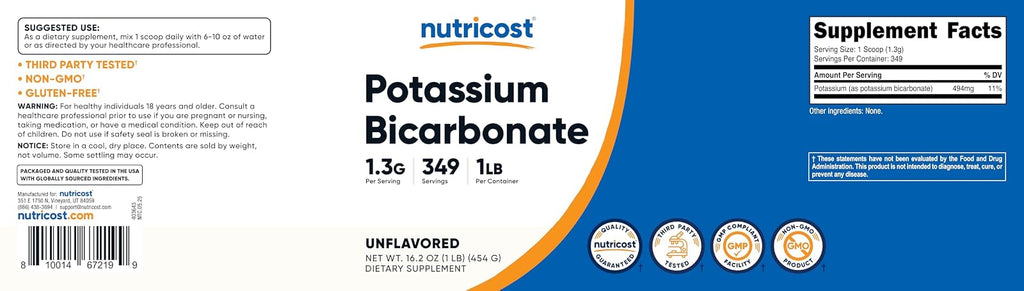 Nutricost potassium bicarbonate for pH balance
