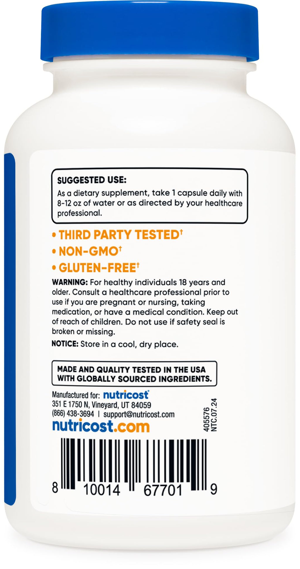 Nutricost potassium for electrolyte balance
