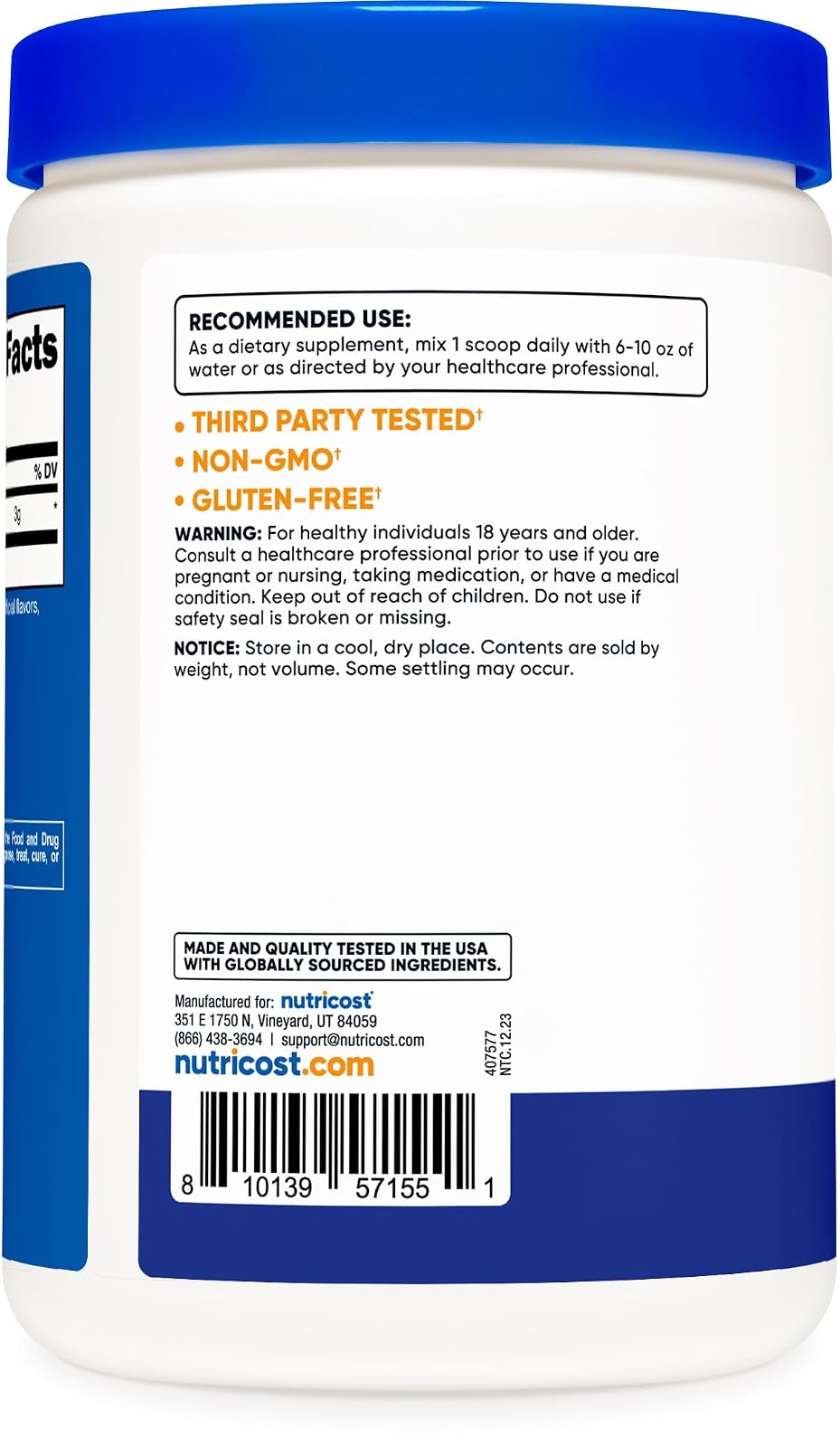 Nutricost powder for enhanced performance