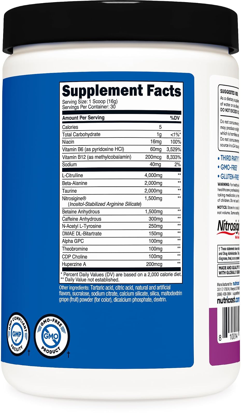 Nutricost pre-workout powder for muscle support