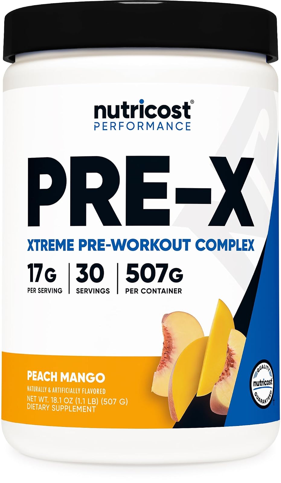Nutricost pre-workout powder peach mango