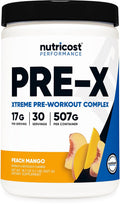 Nutricost pre-workout powder peach mango