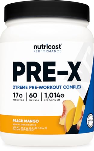 Nutricost pre-workout powder peach mango