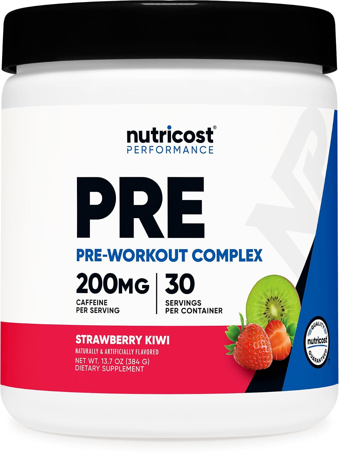 Nutricost pre-workout powder strawberry kiwi