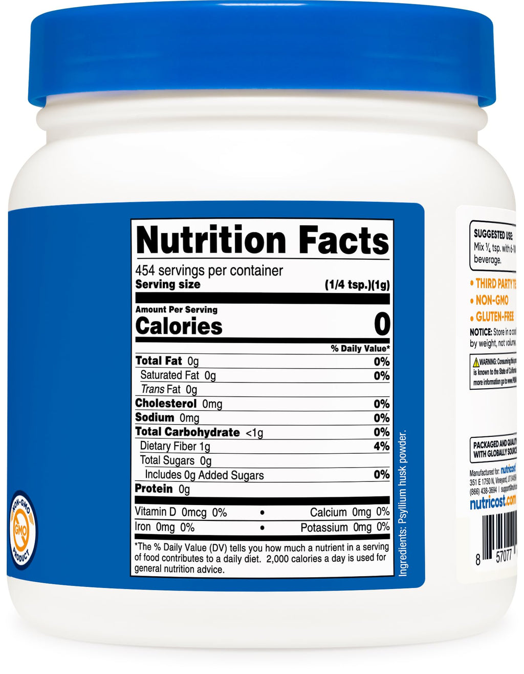 Nutricost psyllium for daily fiber intake
