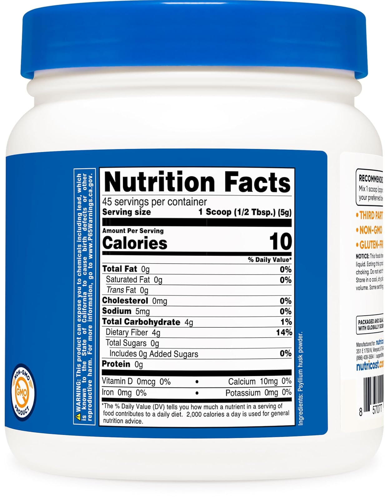 Nutricost psyllium husk health benefits