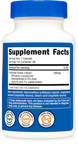 Nutricost Rhodiola Rosea for fatigue support