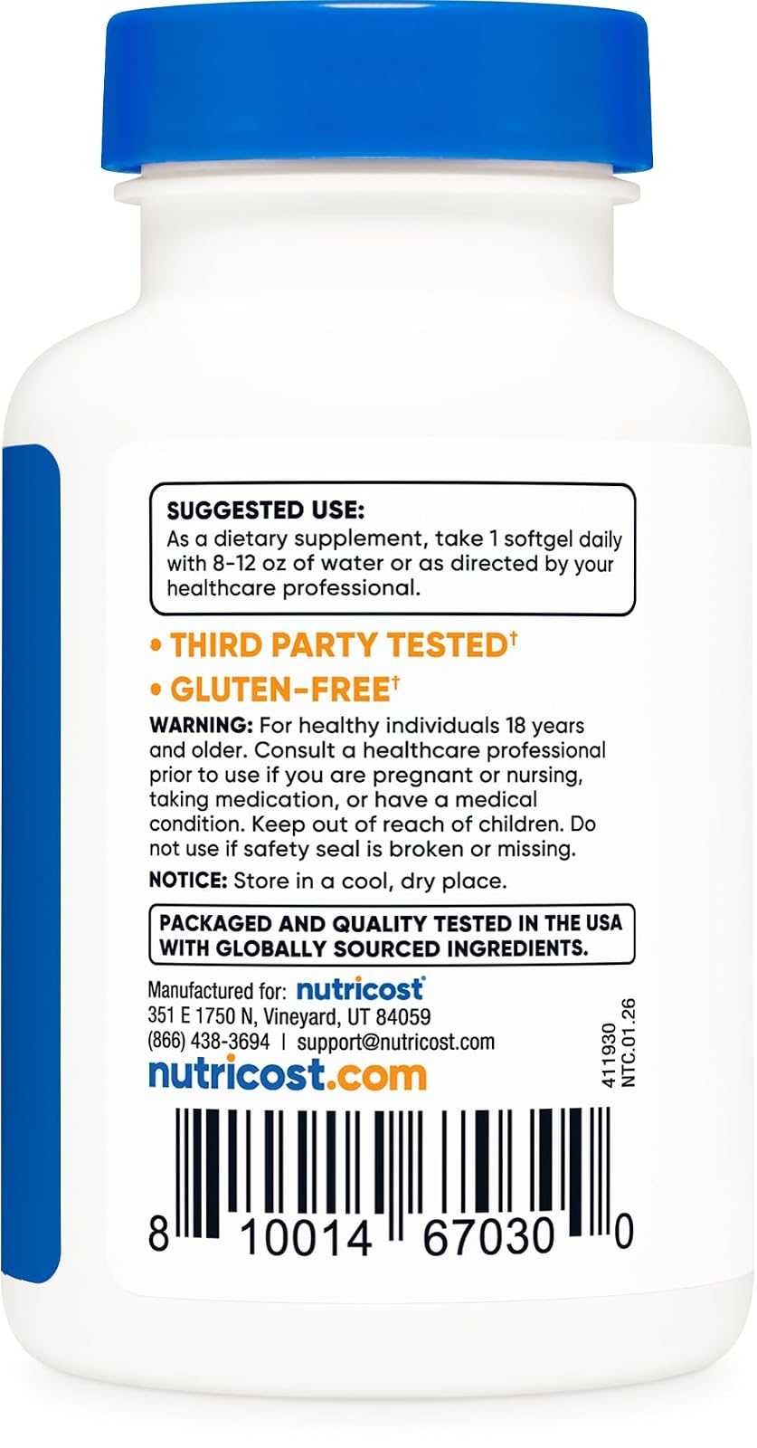 Nutricost softgels for vision support