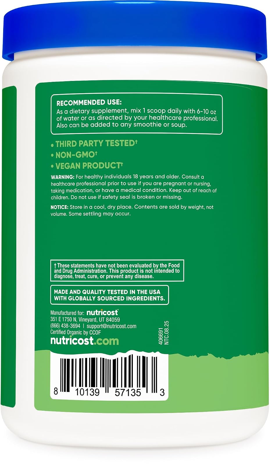 nutricost super greens with vitamins