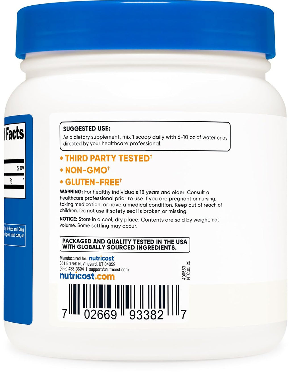 Nutricost taurine supplement for daily wellness