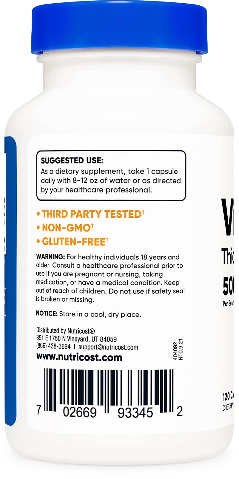 Nutricost Thiamin capsules for metabolism