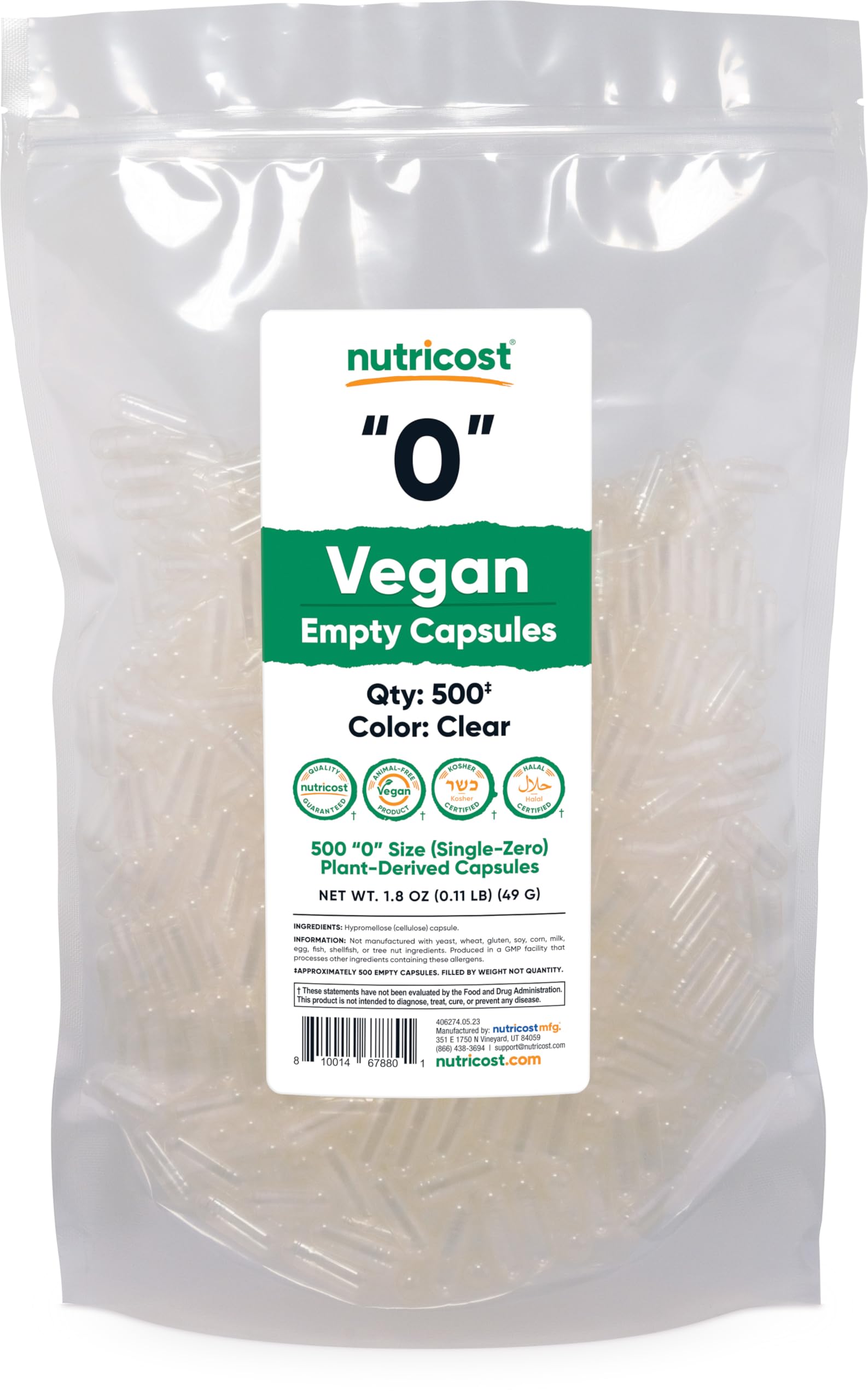 Nutricost vegan empty capsules bulk
