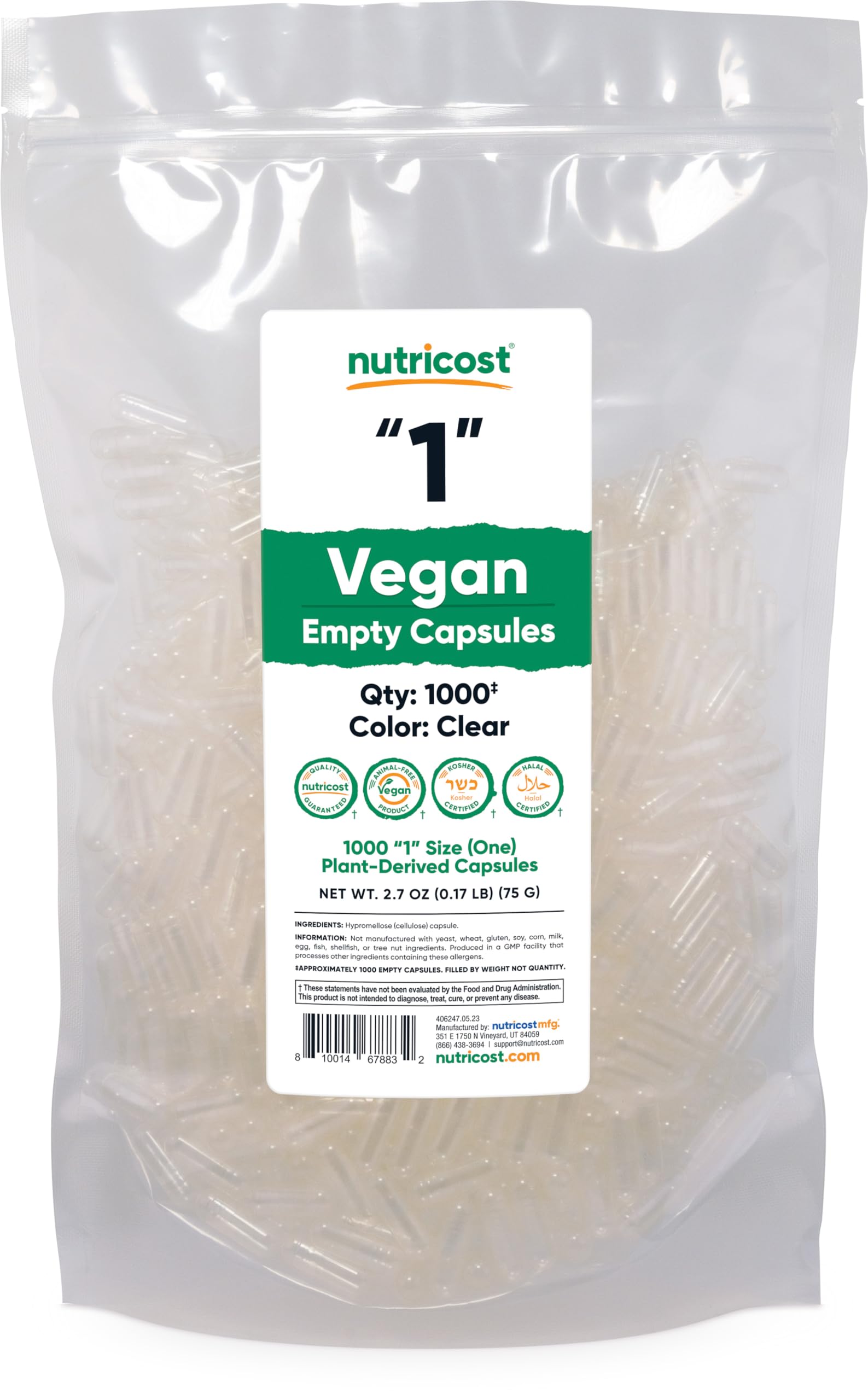 Nutricost vegan empty capsules