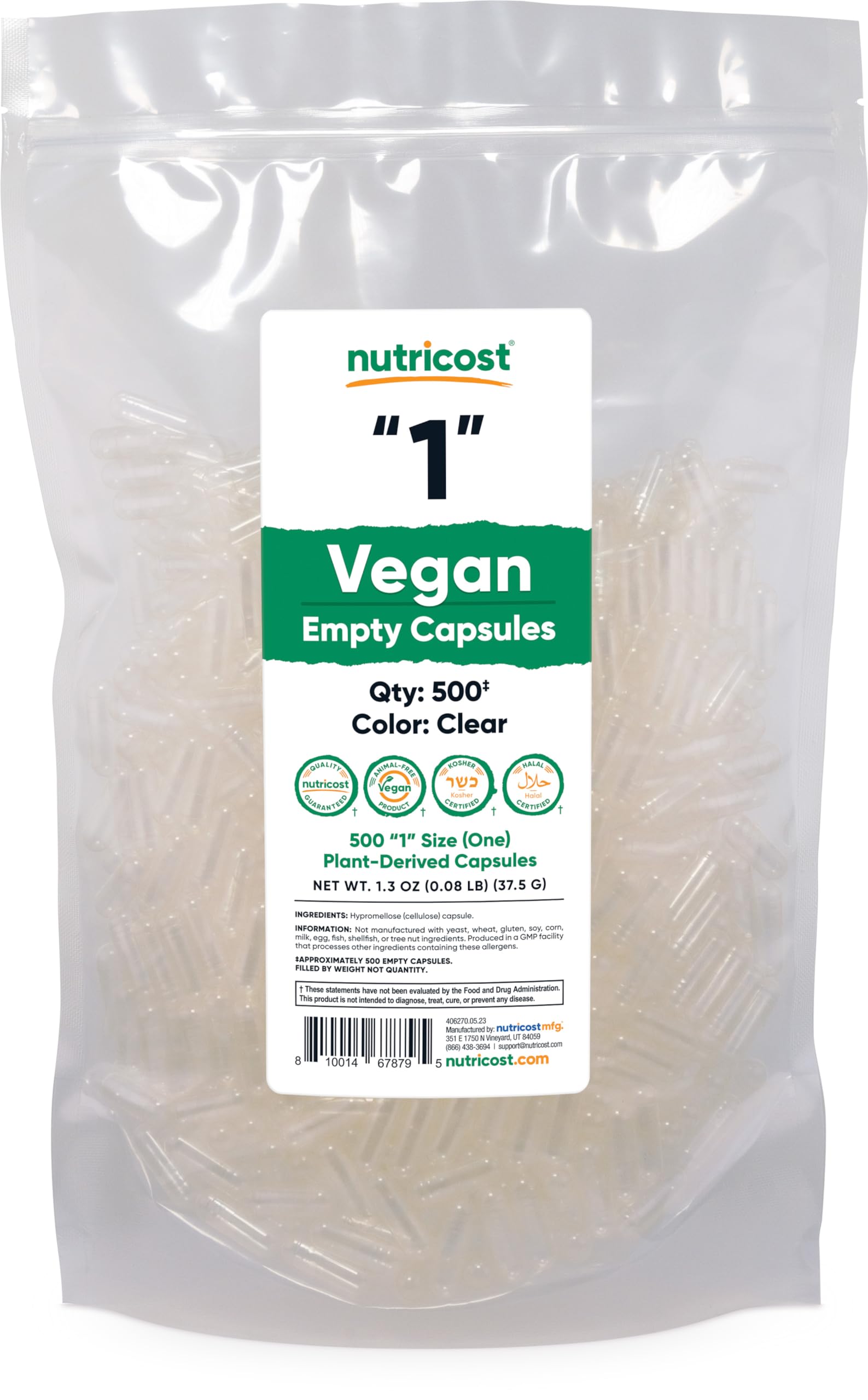 Nutricost vegan empty capsules