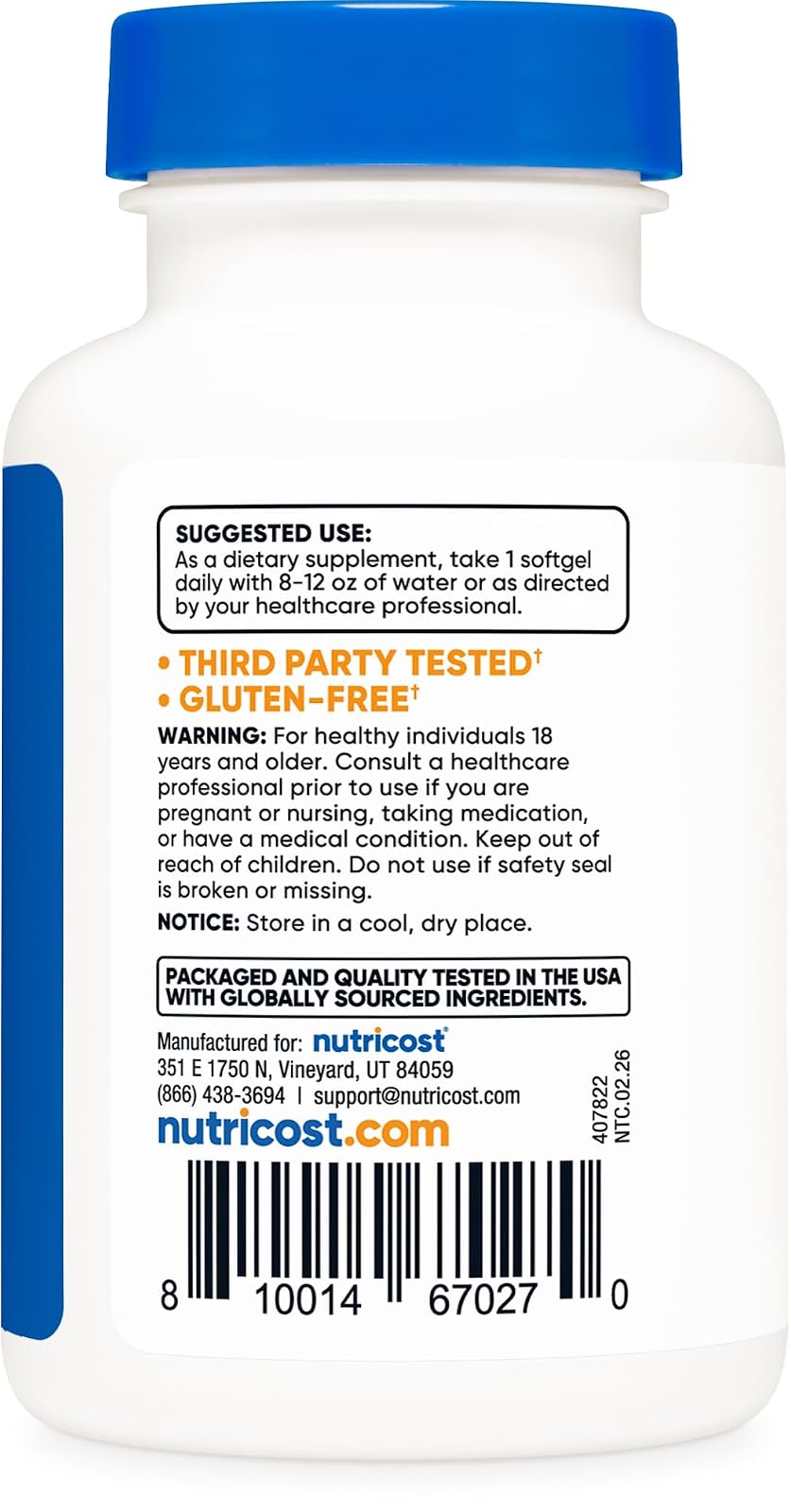 Nutricost vitamin B7 for energy support